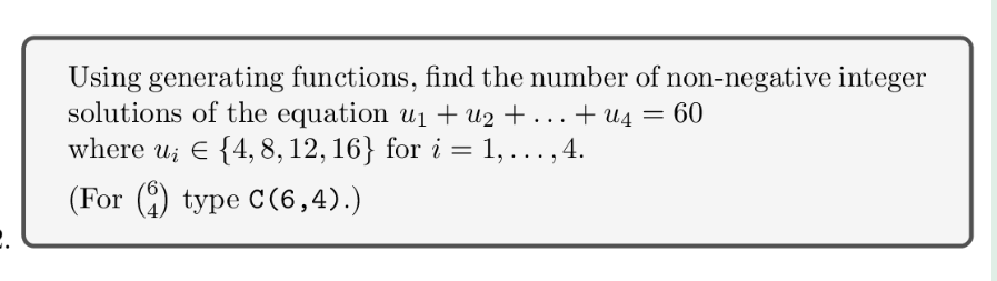 Solved Using generating functions, find the number of | Chegg.com