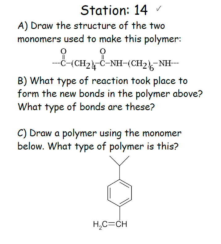 Solved Station: 14 A) Draw the structure of the two | Chegg.com