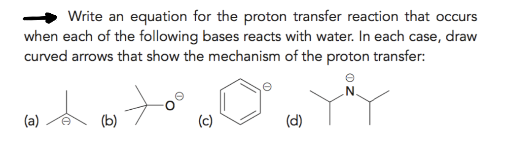 Solved Write An Equation For The Proton Transfer Reaction