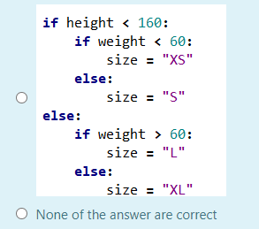 Solved Which Python script correctly implements the logic | Chegg.com