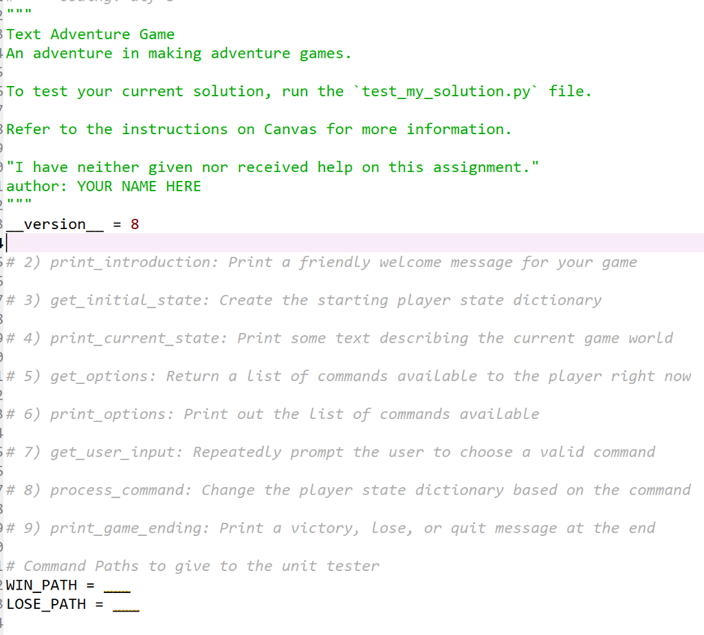 Text Adventure Game An adventure in making adventure | Chegg.com