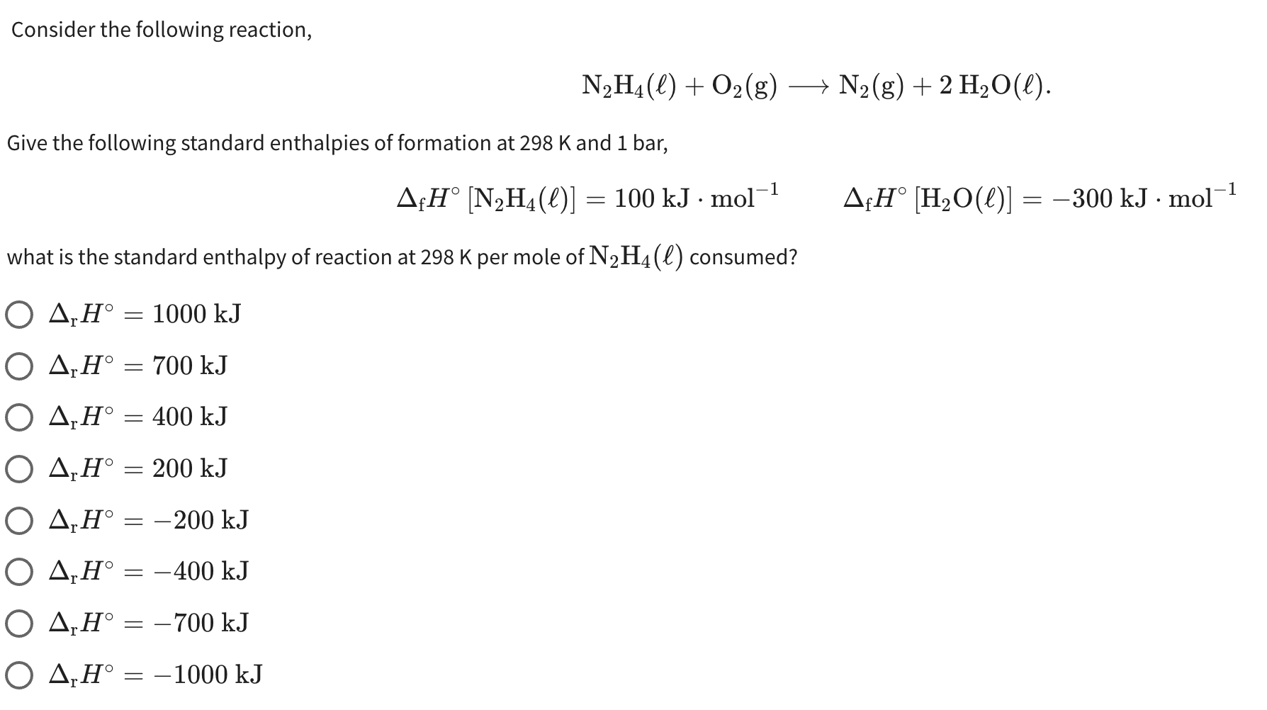 Solved Consider the following reaction, \\[ \\mathrm{N}_{2} | Chegg.com