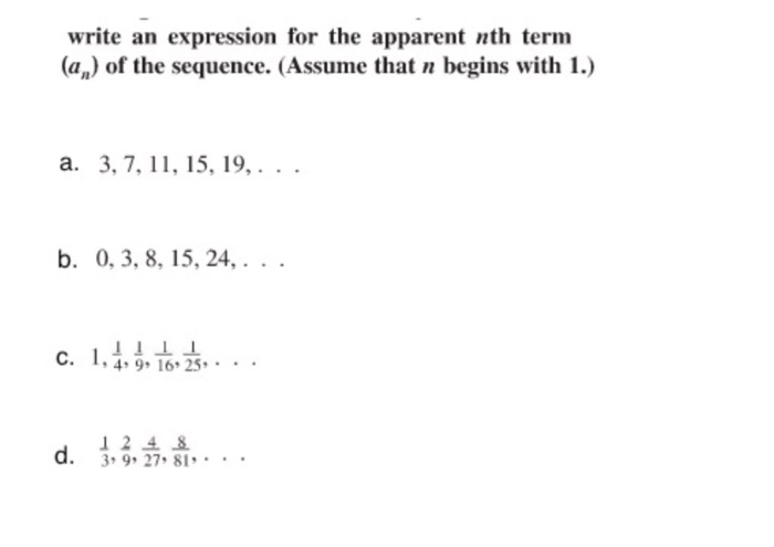 Solved write an expression for the apparent nth term (a) of | Chegg.com