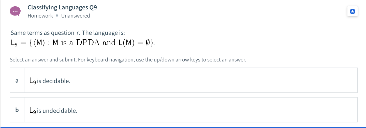Solved Classifying Languages Q6 Homework. Unanswered | Chegg.com