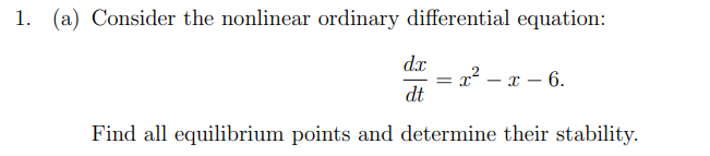 Solved (a) Consider the nonlinear ordinary differential | Chegg.com