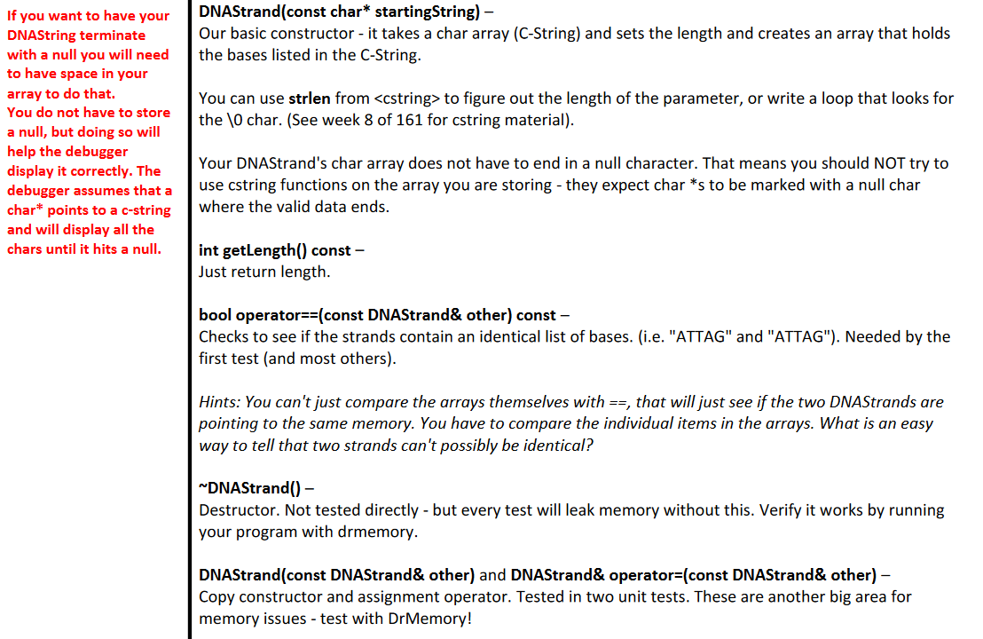 Assignment Instructions Submit files: DNAStrand.cpp / | Chegg.com