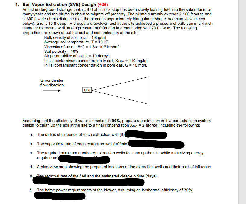 Soil Vapor Extraction (SVE) Design (+25) An old | Chegg.com