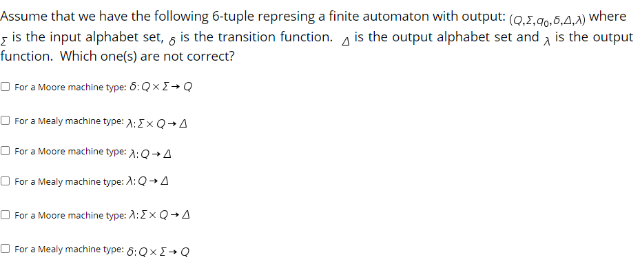 Solved Assume that we have the following 6-tuple represing a | Chegg.com