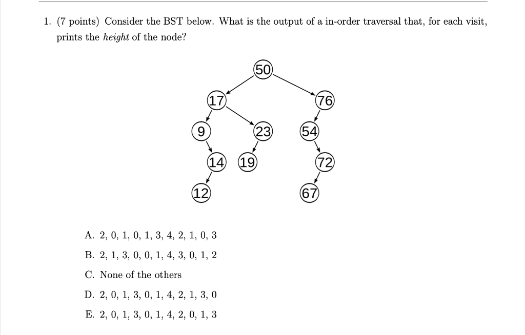 Solved Consider the BST below. What is the output of a | Chegg.com