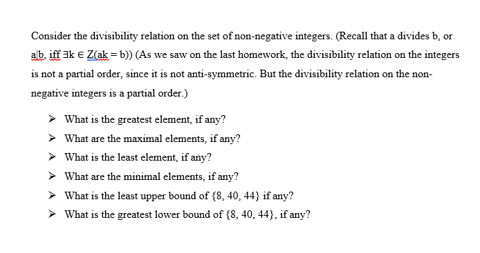 Solved Consider the divisibility relation on the set of | Chegg.com