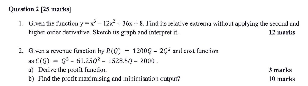 Solved 1. Given the function y=x3−12x2+36x+8. Find its | Chegg.com