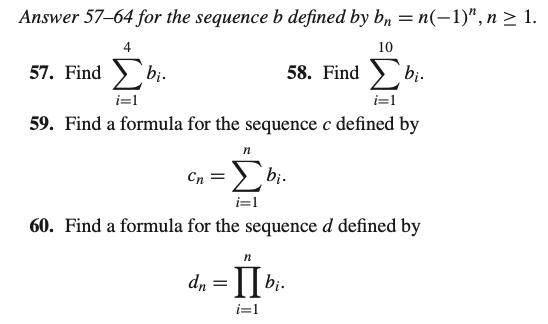 Solved Answer 57-64 for the sequence b defined by | Chegg.com