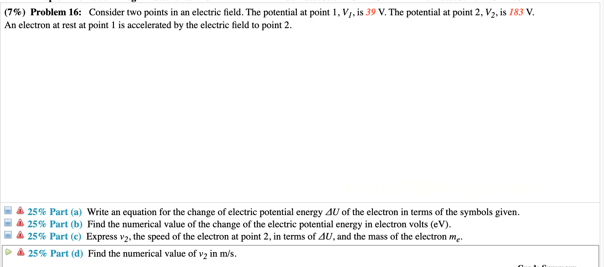 Solved: (7%) Problem 16: Consider Two Points In An Electri... | Chegg.com