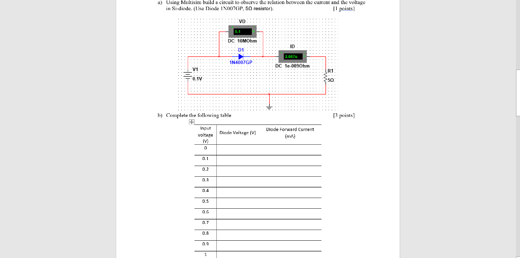 Solved a) Using Multisim build a circuit to observe the | Chegg.com