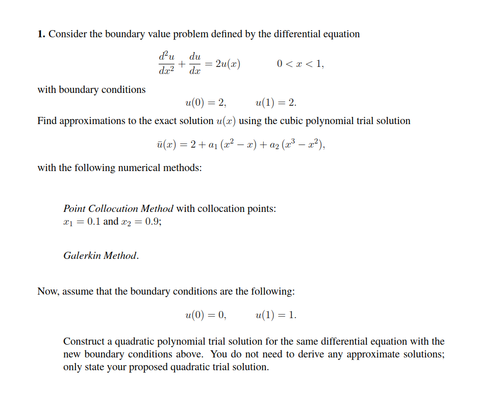 Solved 1 Consider The Boundary Value Problem Defined By The
