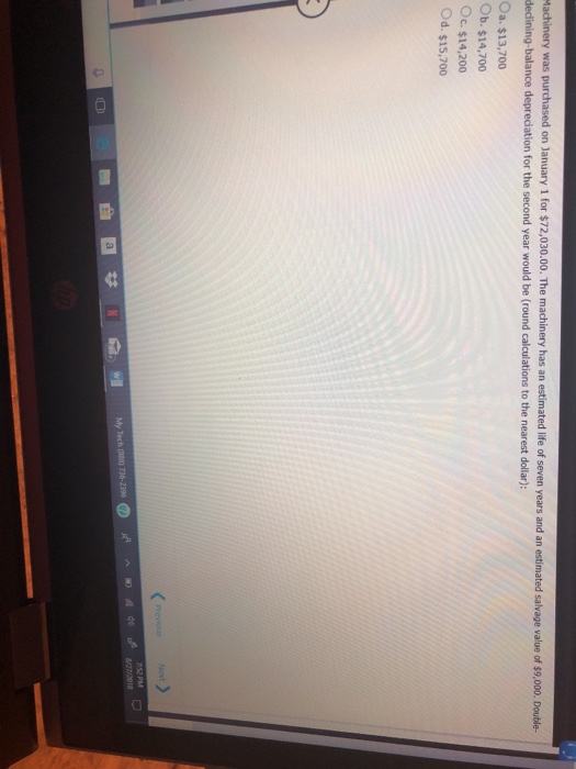 Solved Computer equipment was acquired at the beginning of | Chegg.com