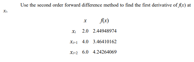 Solved Use the second order forward difference method to | Chegg.com