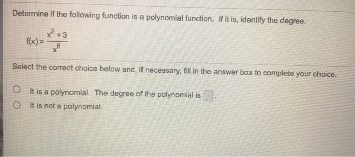 Solved Determine if the following function is a polynomial | Chegg.com