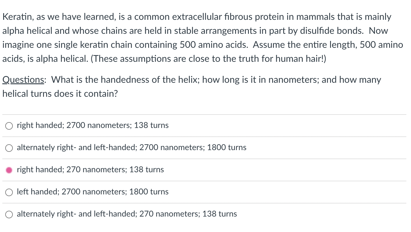 Solved Keratin, as we have learned, is a common | Chegg.com