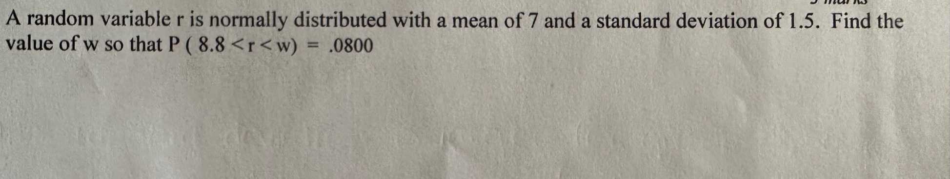 Solved A random variable r is normally distributed with a | Chegg.com