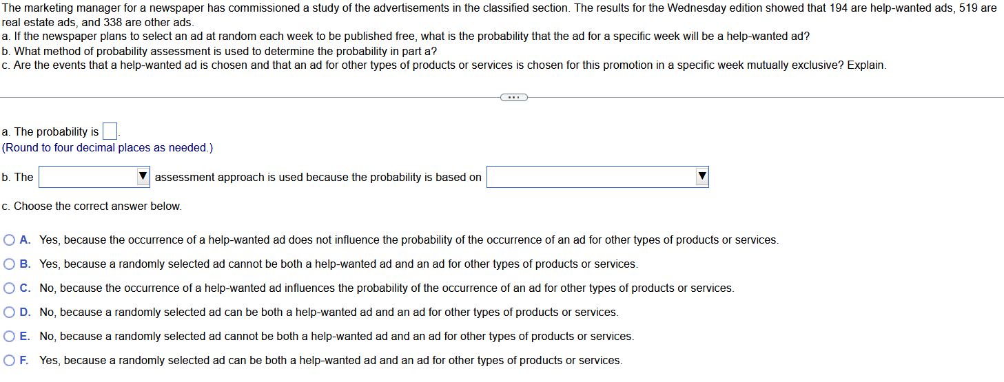 Solved real estate ads, and 338 are other ads. a. If the | Chegg.com