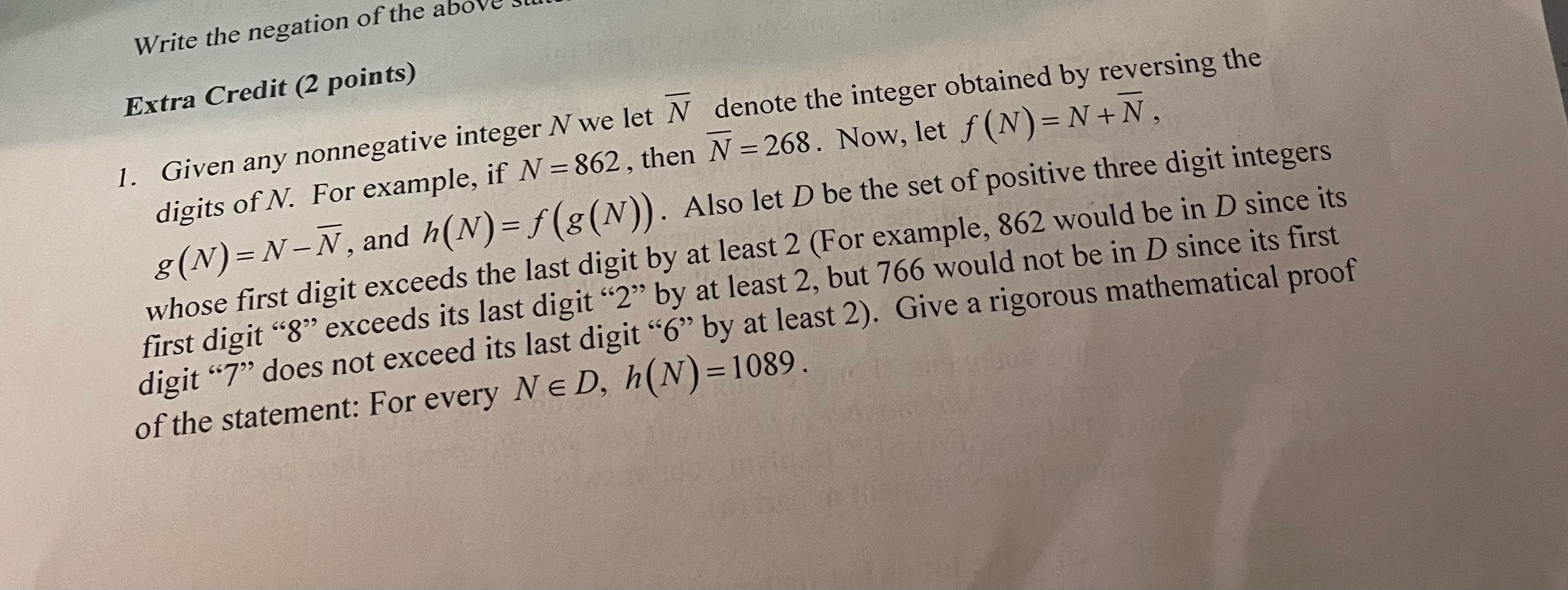 Solved Extra Credit (2 points) 1. Given any nonnegative | Chegg.com