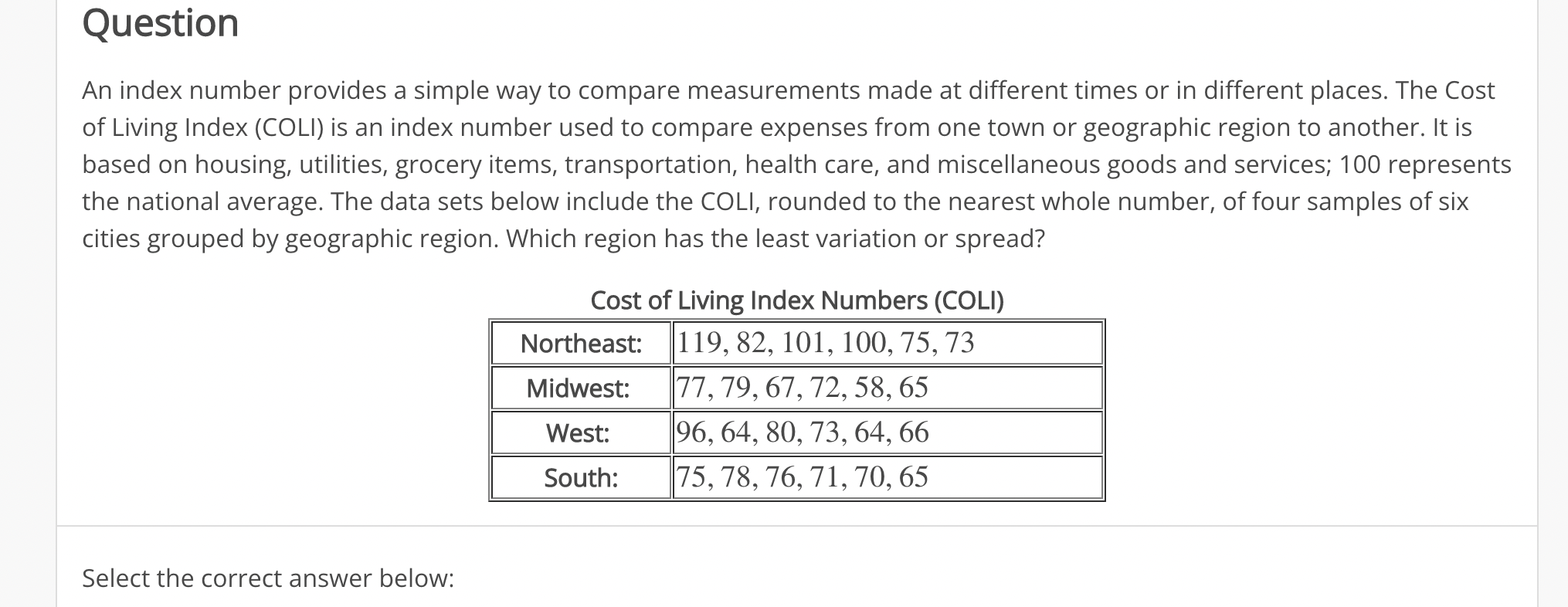 An index number provides a simple way to compare | Chegg.com