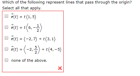 Solved Which of the following represent lines that pass | Chegg.com