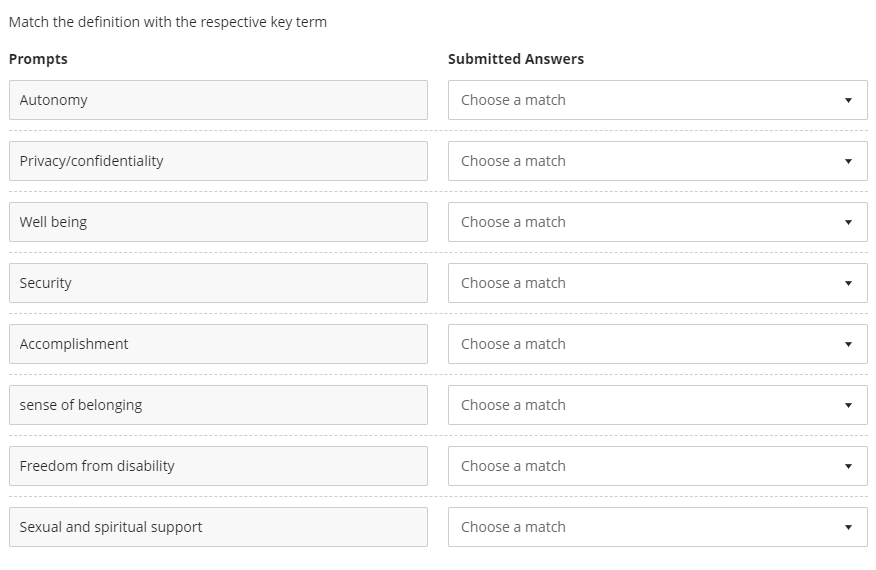 Match the definition with the respective key term | Chegg.com