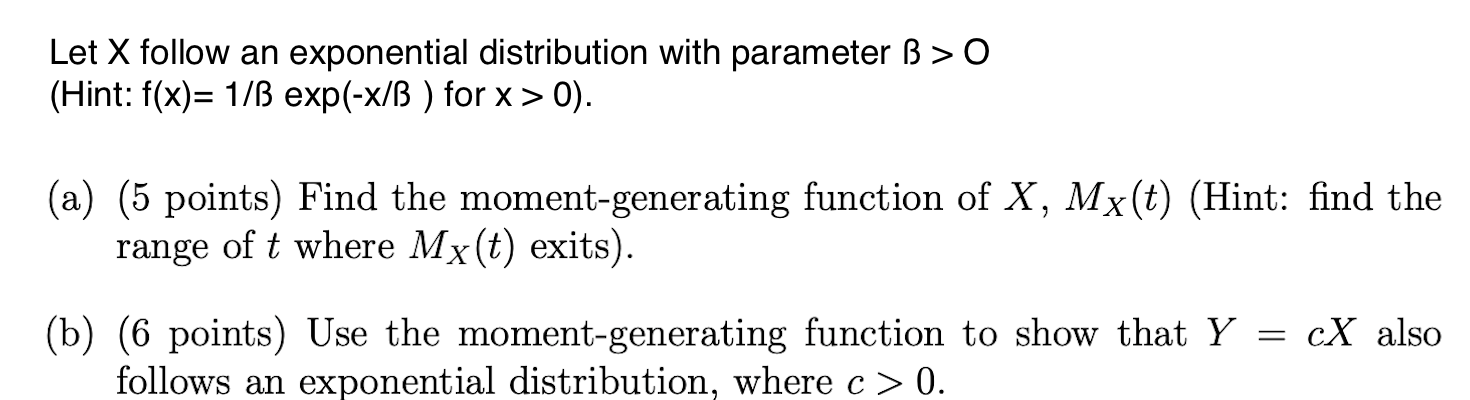 Solved Let X follow an exponential distribution with | Chegg.com