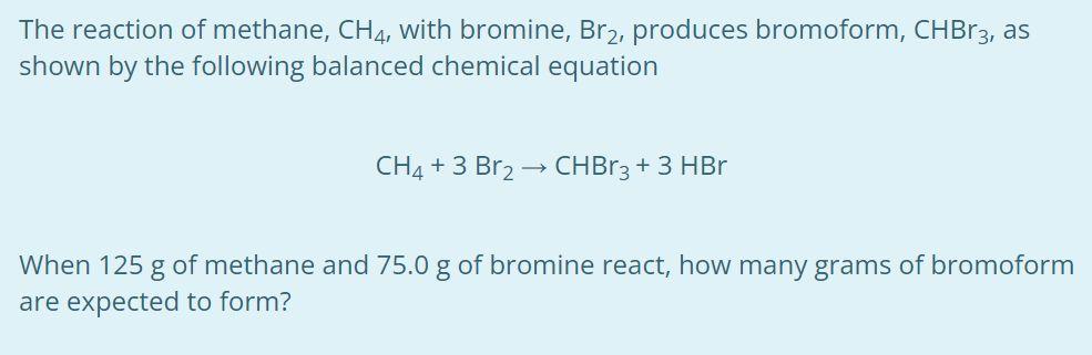 Solved The reaction of methane, CH4, with bromine, Br2, | Chegg.com
