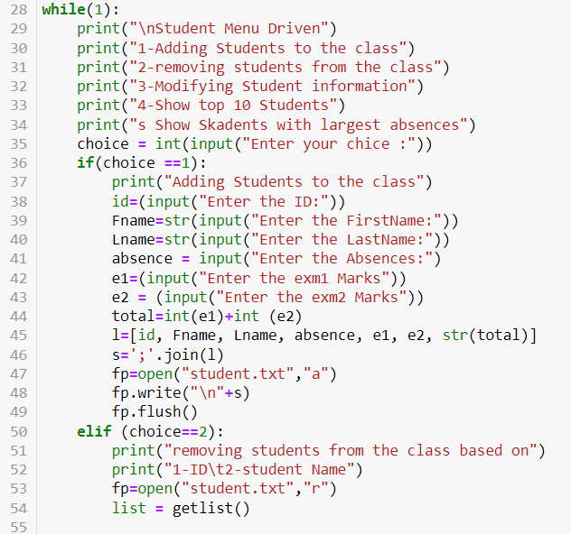 Solved Student Menu Driven 1-Adding students to the class | Chegg.com
