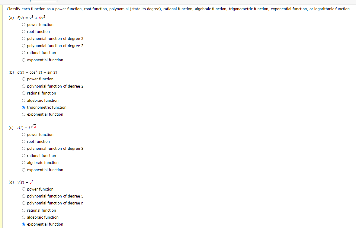 Solved Classify each function as a power function, root | Chegg.com