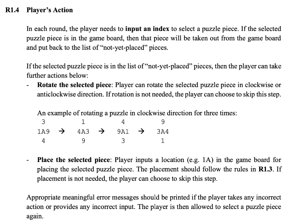 Solved R1.3 Rules Every time, the player can either place a | Chegg.com