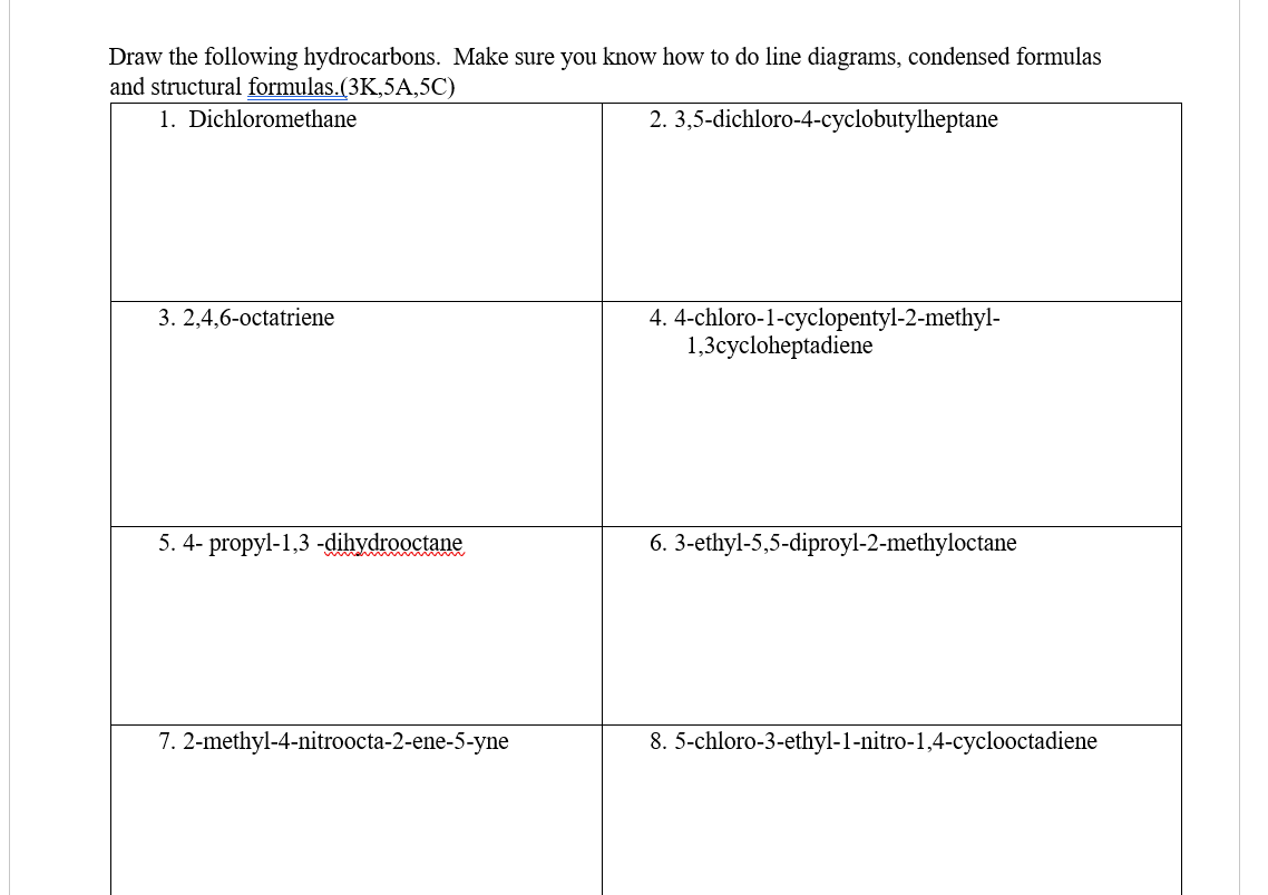Solved Draw the following hydrocarbons. Make sure you know | Chegg.com