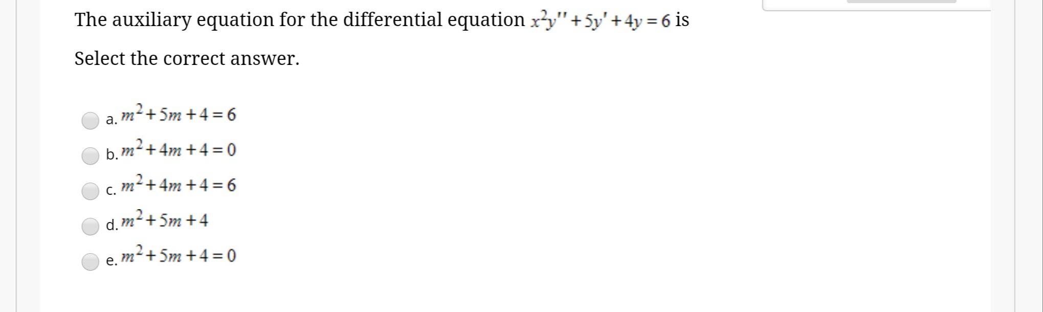 Solved The auxiliary equation for the differential equation | Chegg.com