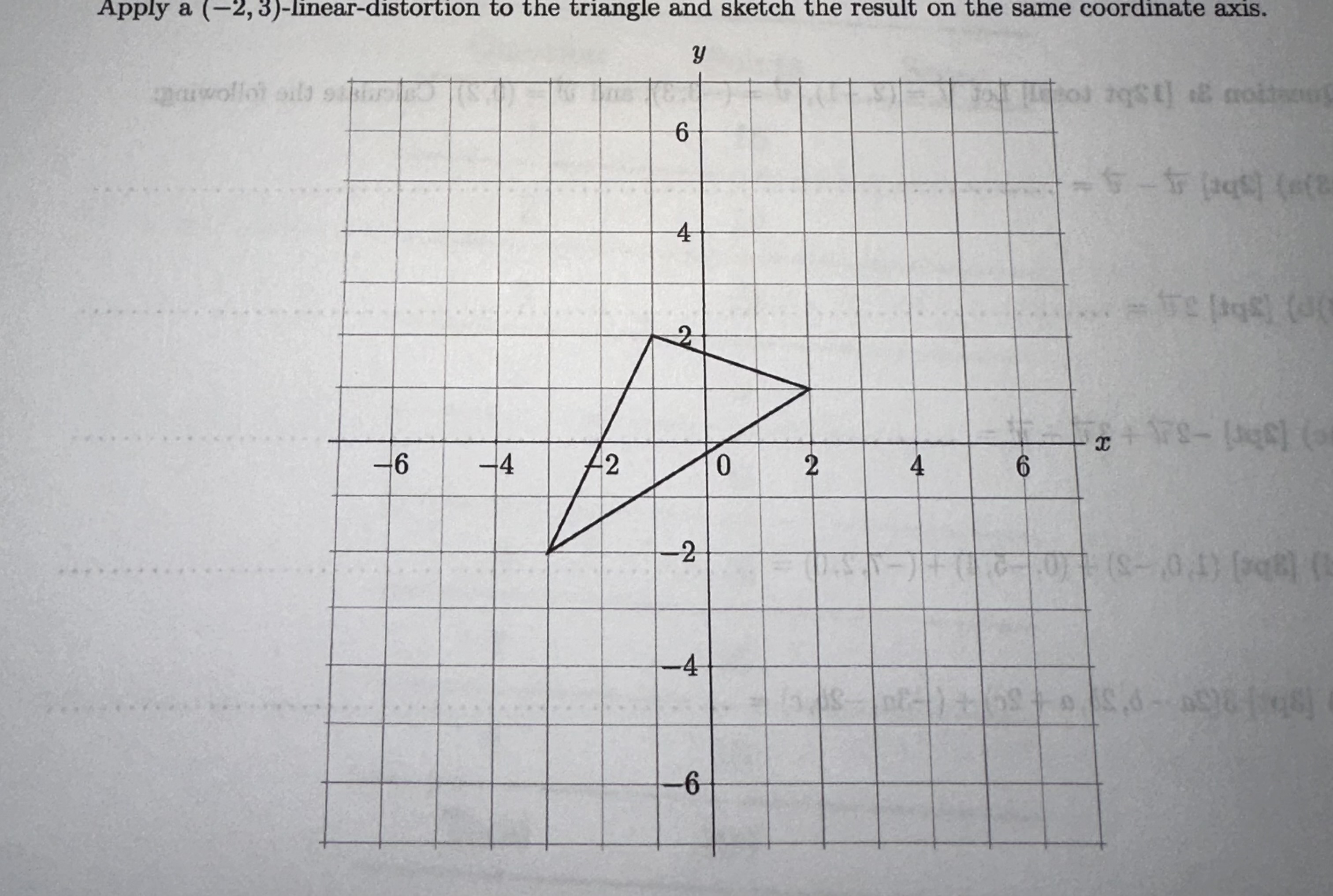 Solved Apply a (−2,3)-linear-distortion to the triangle and | Chegg.com