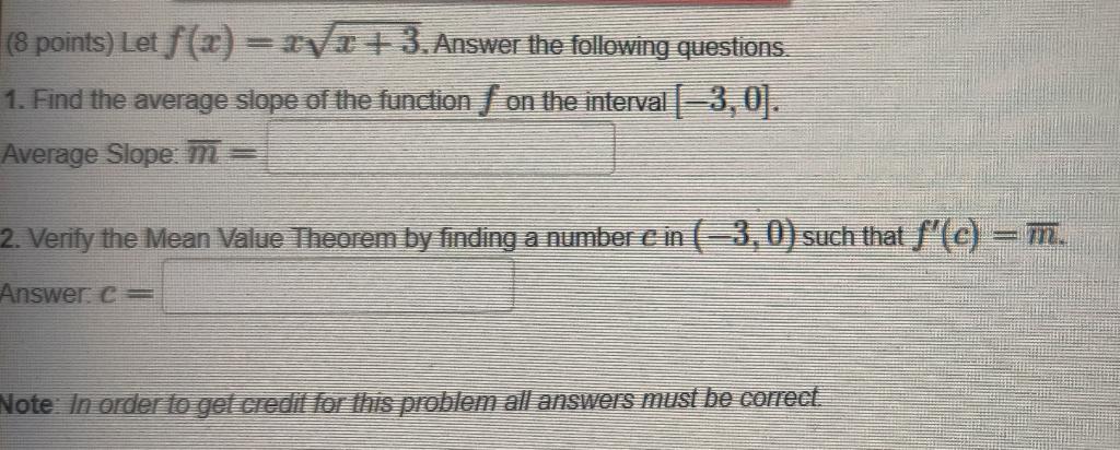 Solved (8 points) Let ƒ (x) = a√x + 3. Answer the following | Chegg.com