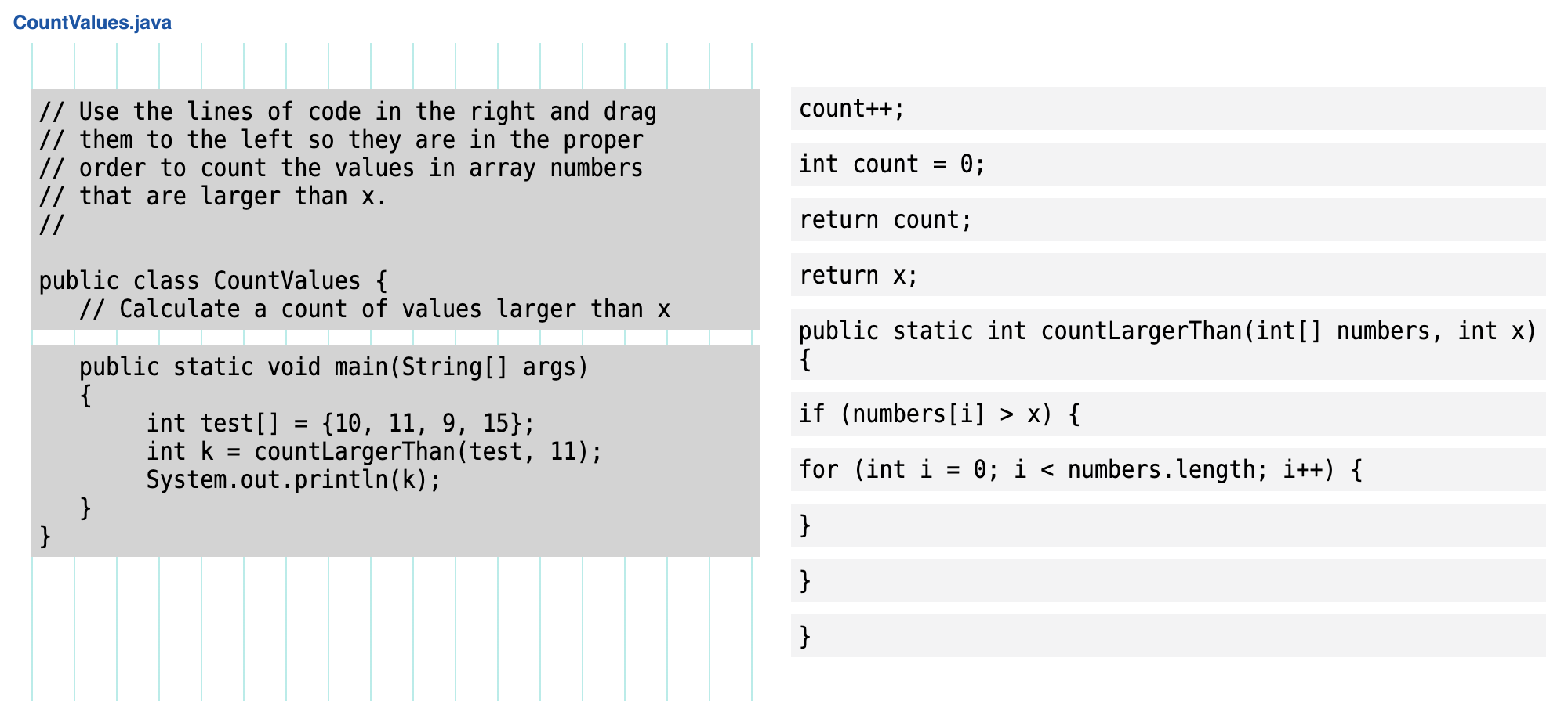 Solved I/ Use the lines of code in the right and drag II | Chegg.com