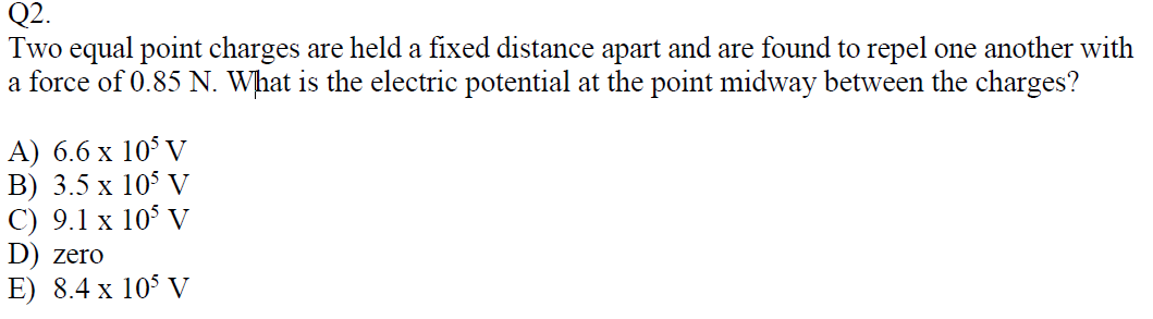 Solved Q2. Two equal point charges are held a fixed distance | Chegg.com