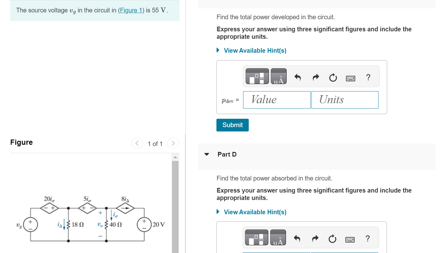 Solved The source voltage vg ﻿in the circuit in (Figure 1) | Chegg.com