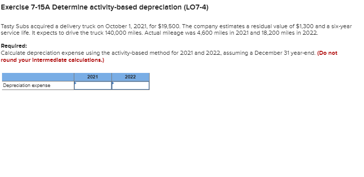 Solved Exercise 7-15A Determine activity-based depreciation | Chegg.com