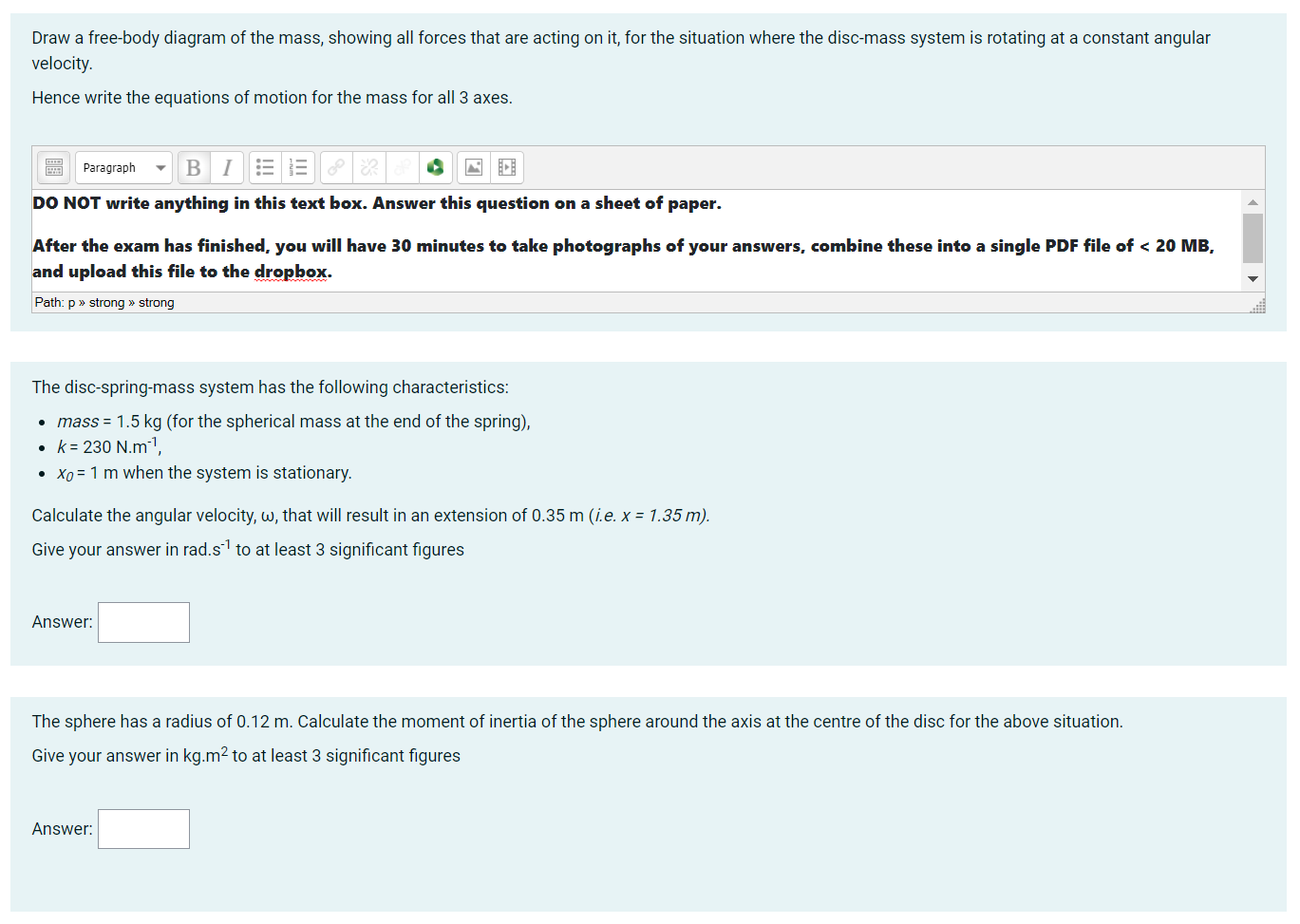 Draw a free-body diagram of the mass, showing all | Chegg.com