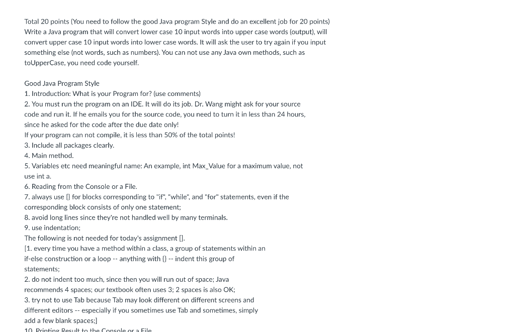 Solved Total 20 points (You need to follow the good Java | Chegg.com