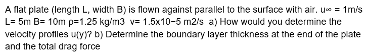 Solved A flat plate (length L, width B ) is flown against | Chegg.com