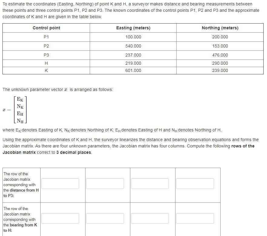 To estimate the coordinates (Easting, Northing) of | Chegg.com