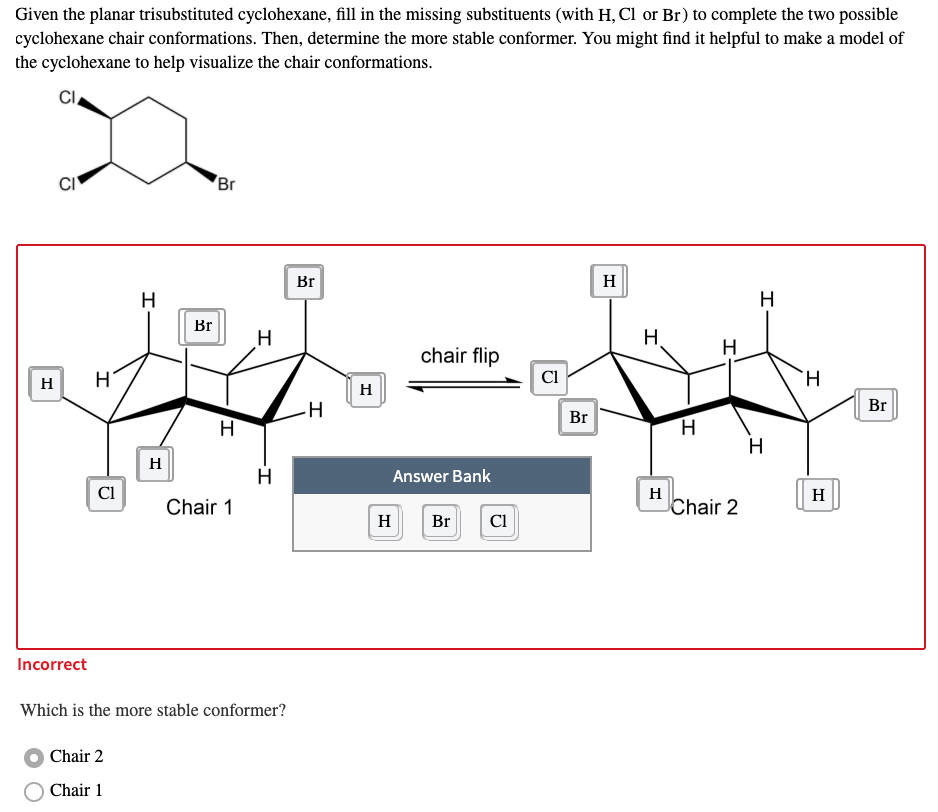 Solved Given the planar trisubstituted cyclohexane, fill in | Chegg.com