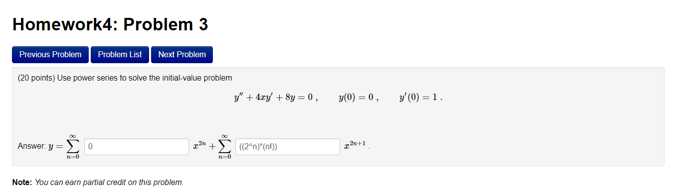 Solved (20 points) Use power series to solve the | Chegg.com