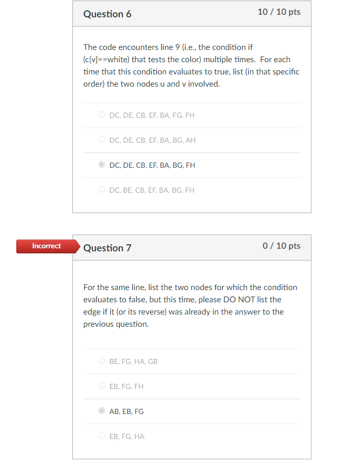 Solved The next batch of questions are about the BFS | Chegg.com