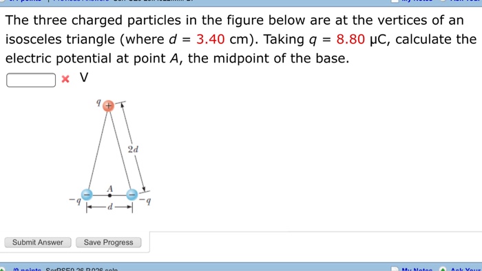 Solved The three charged particles in the figure below are | Chegg.com